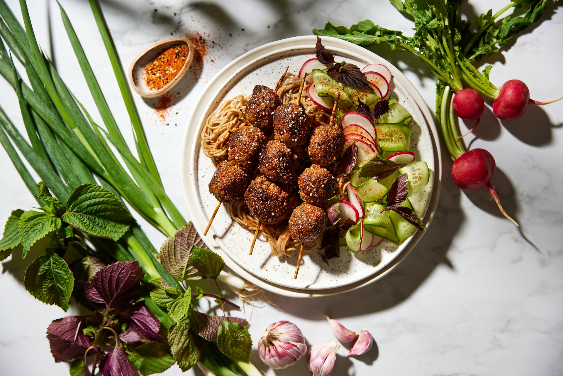 Beef tsukune with soba noodles and summer salad | KitchenAid Australia